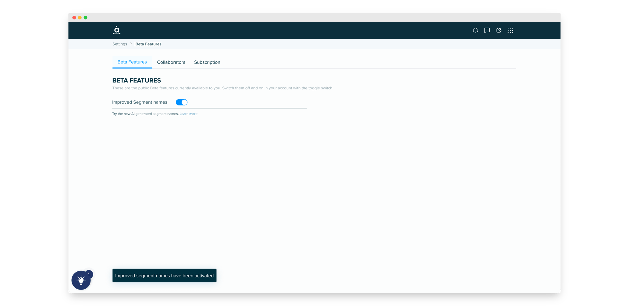 New Beta Feature dashboard